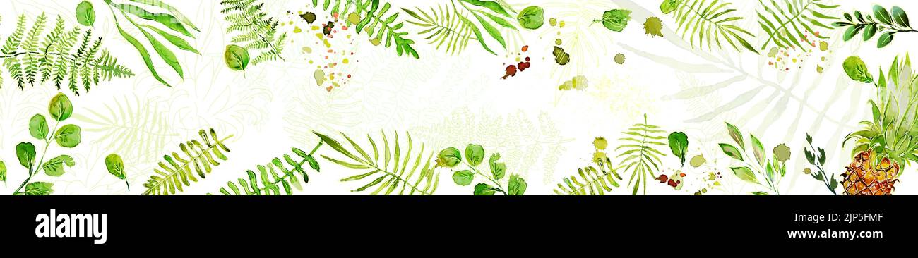 botanical background frame, vector illustration. Horizontally ...