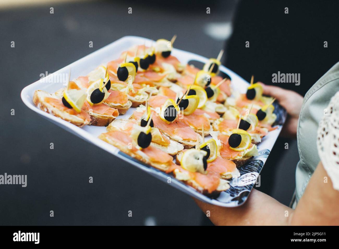 Rows of appetizers and starters for the wedding table Stock Photo - Alamy