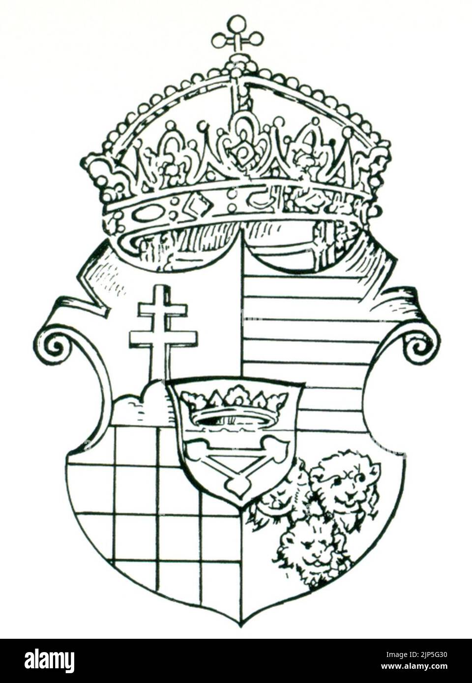 The Hungarian coat-of-arms with the Holy Crown of Hungary from the map ...