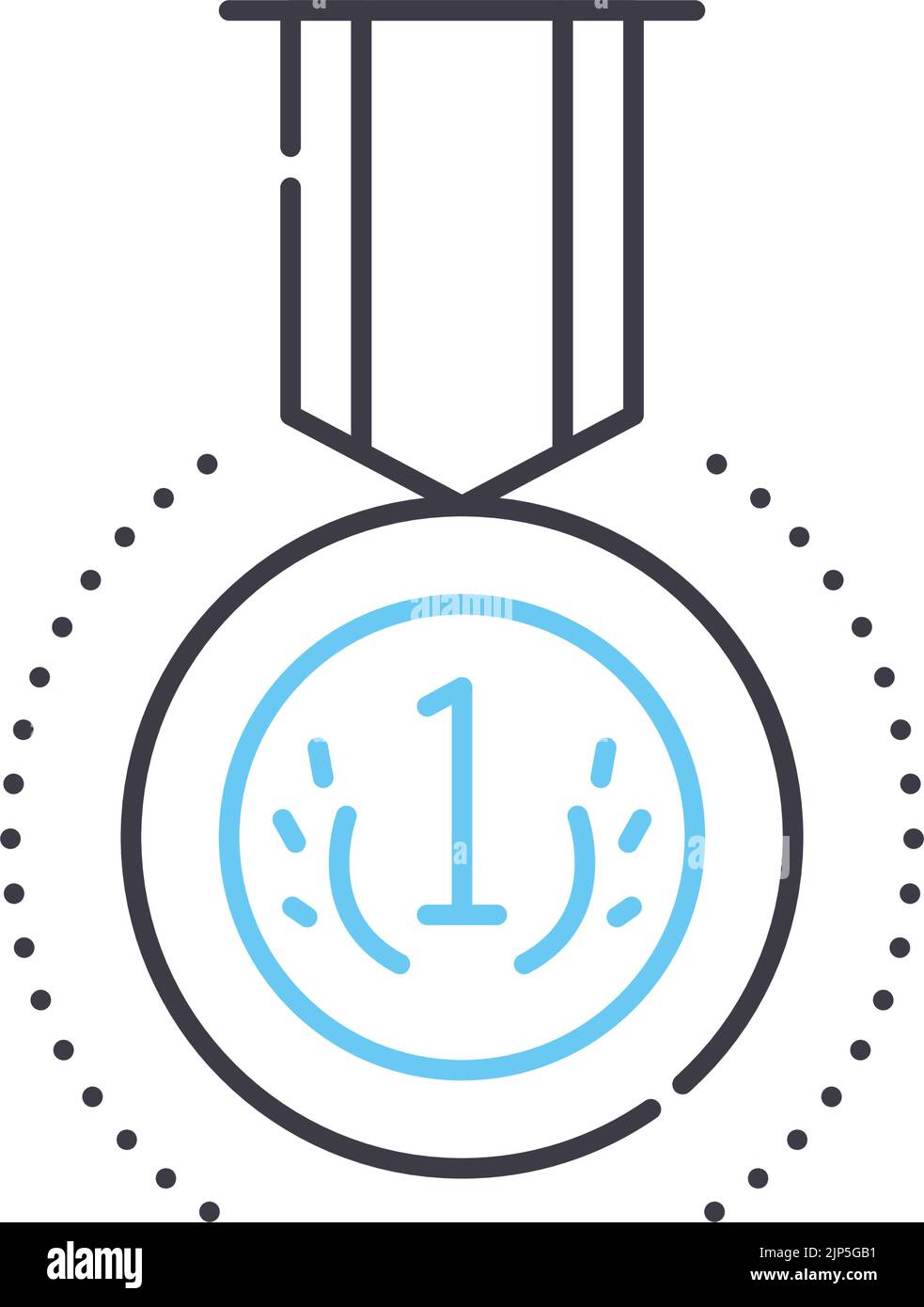 first place medal line icon, outline symbol, vector illustration ...