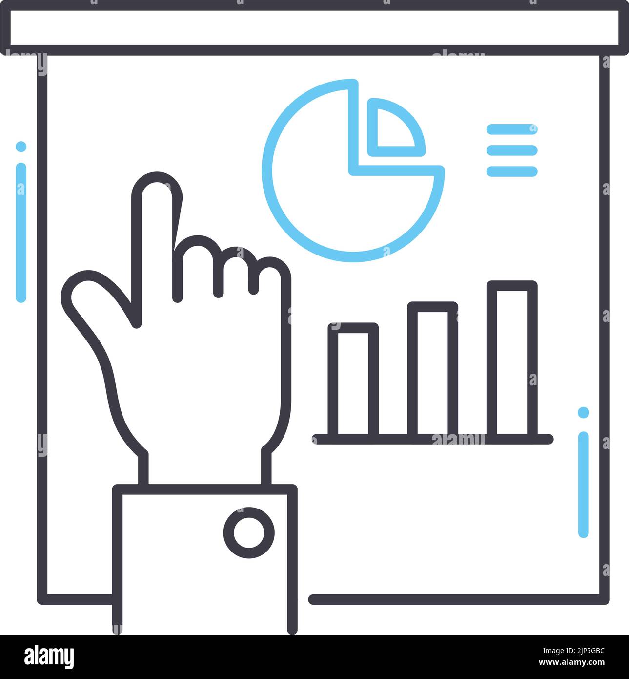 data presentation line icon, outline symbol, vector illustration ...