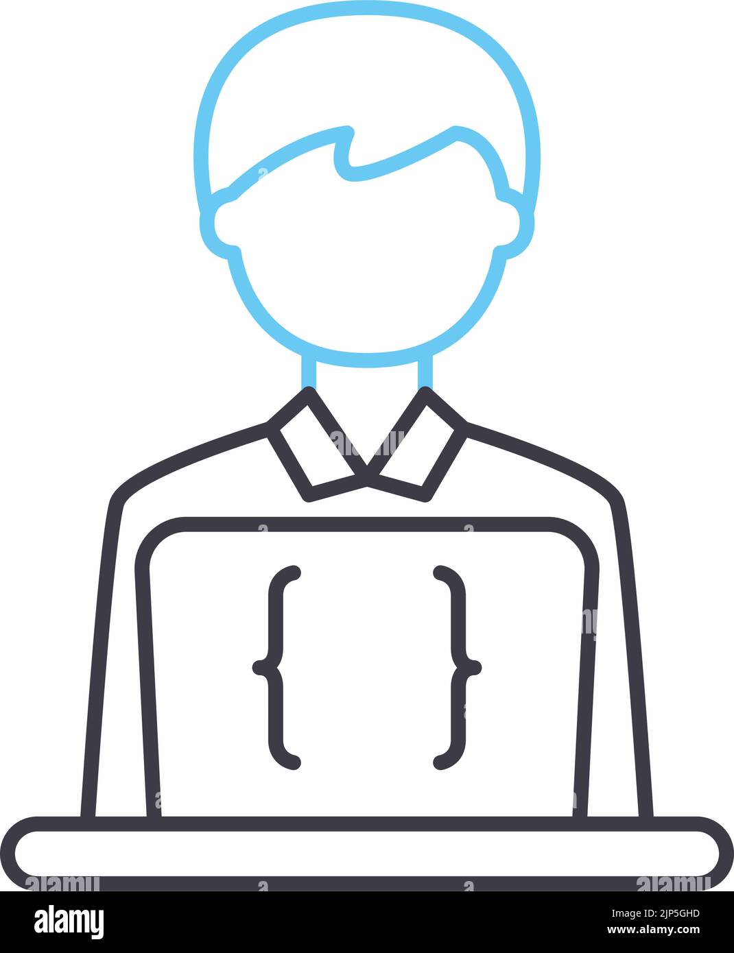 code engineering line icon, outline symbol, vector illustration ...