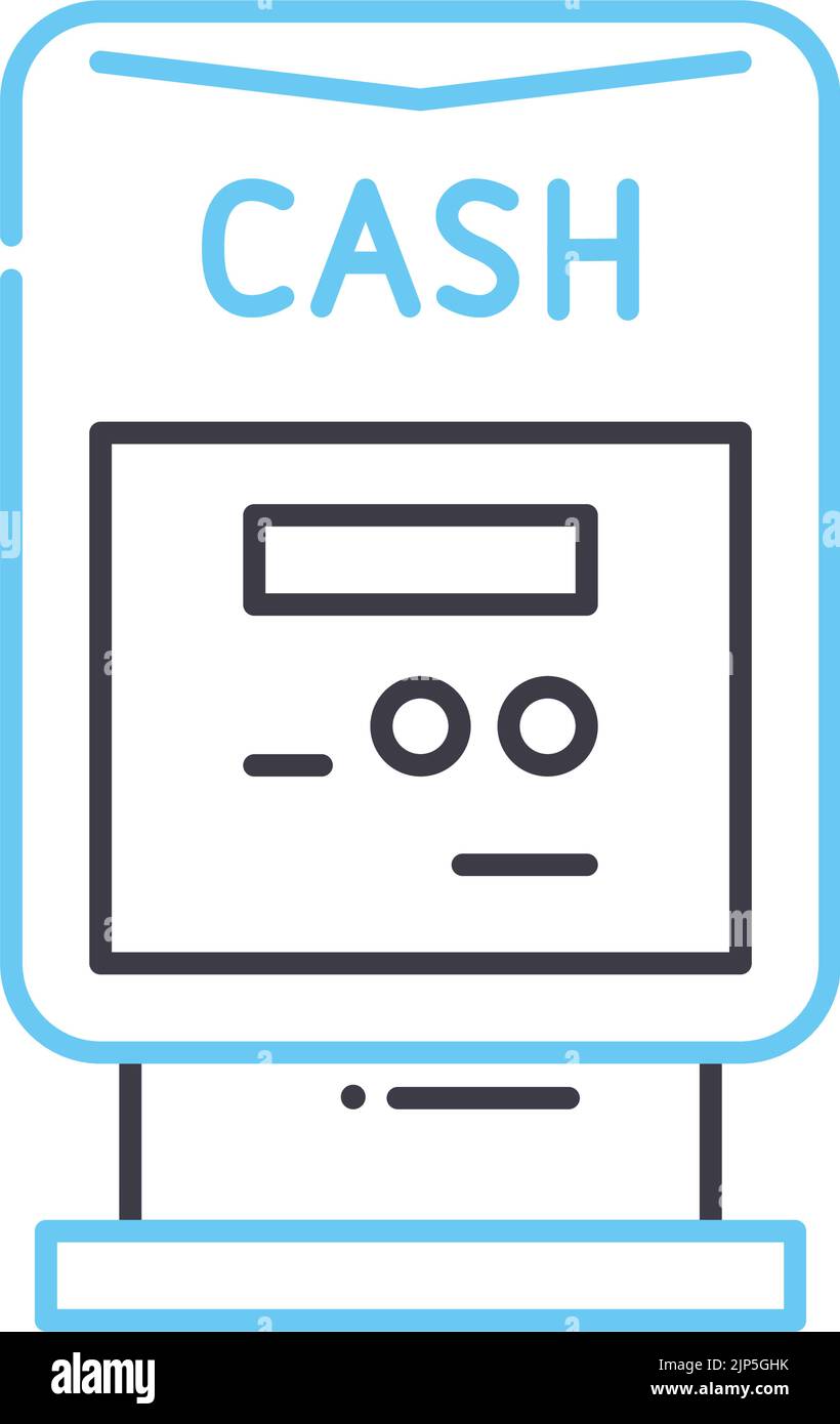 cash machine line icon, outline symbol, vector illustration, concept ...