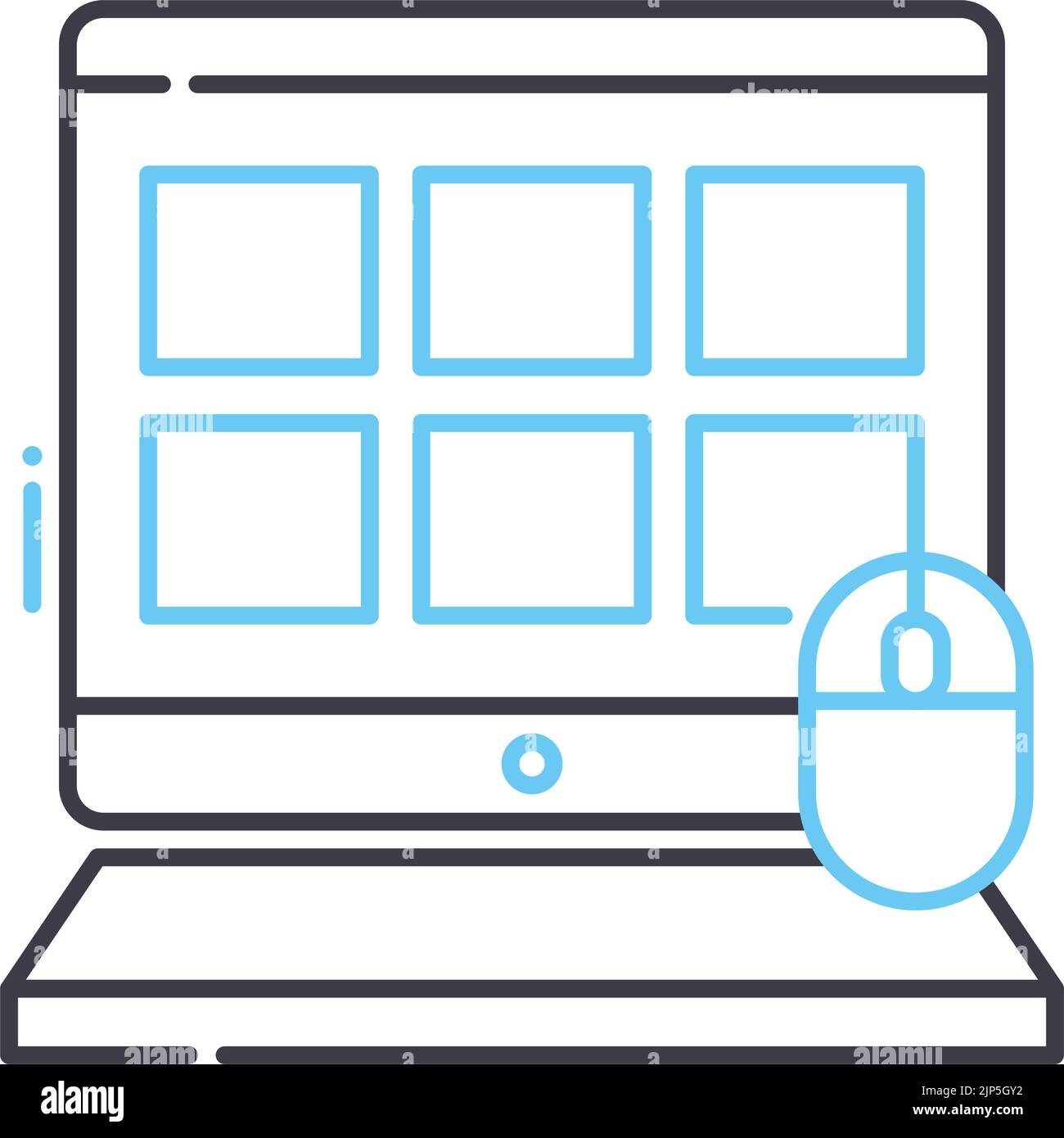digital computer line icon, outline symbol, vector illustration ...