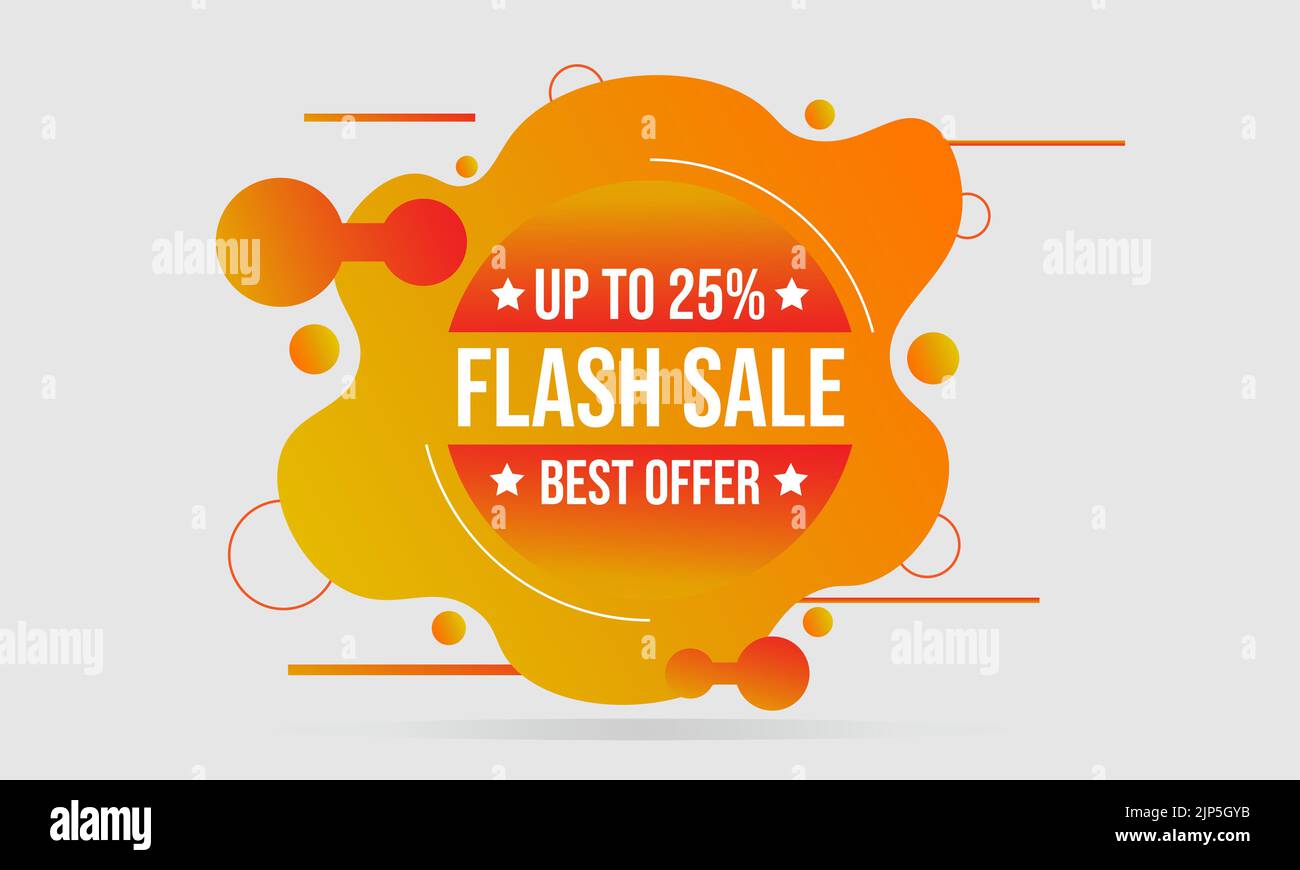 A vector of an orange banner for a flash sale up to 25 percent off ...