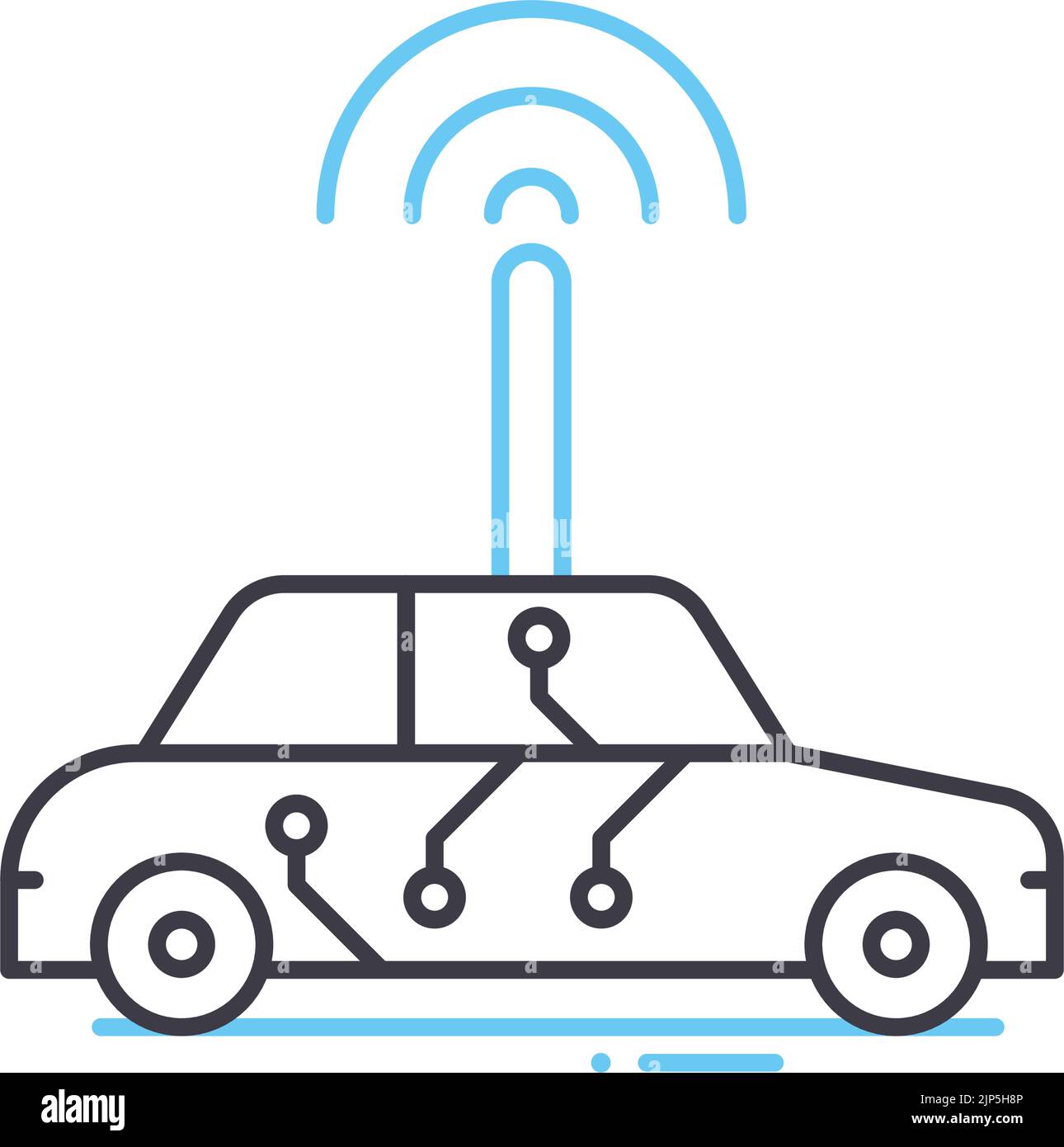 driverless car line icon, outline symbol, vector illustration, concept ...