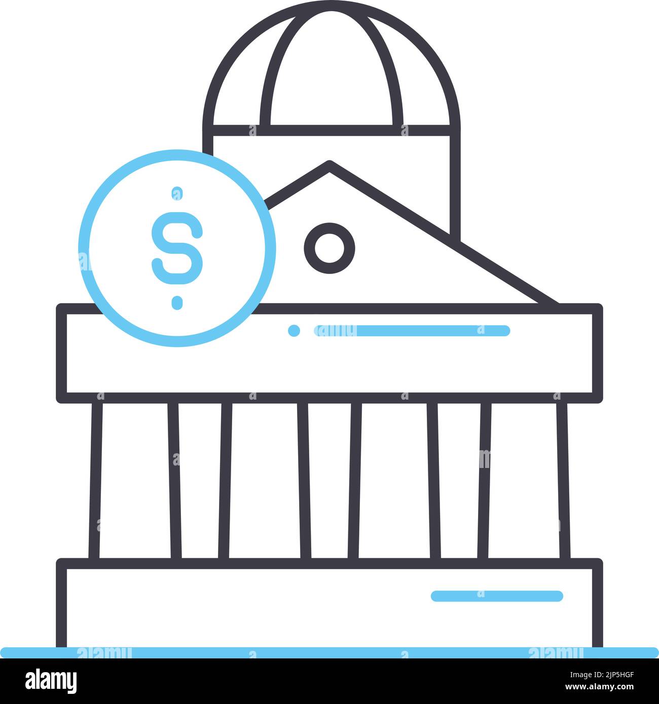 central bank line icon, outline symbol, vector illustration, concept ...