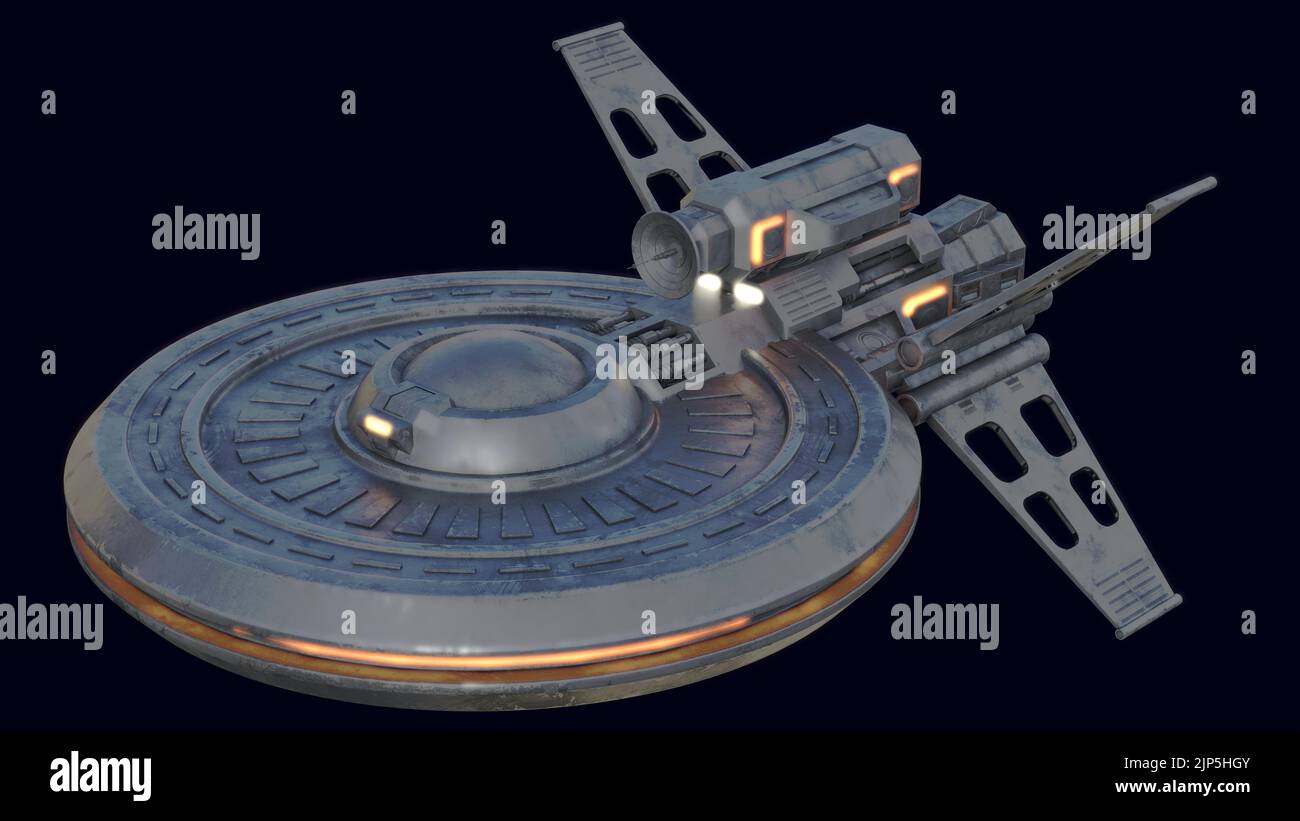 3D-illustration of an alien science fiction starship Stock Photo - Alamy