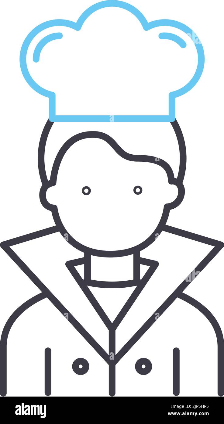 cheef cook avatar line icon, outline symbol, vector illustration ...