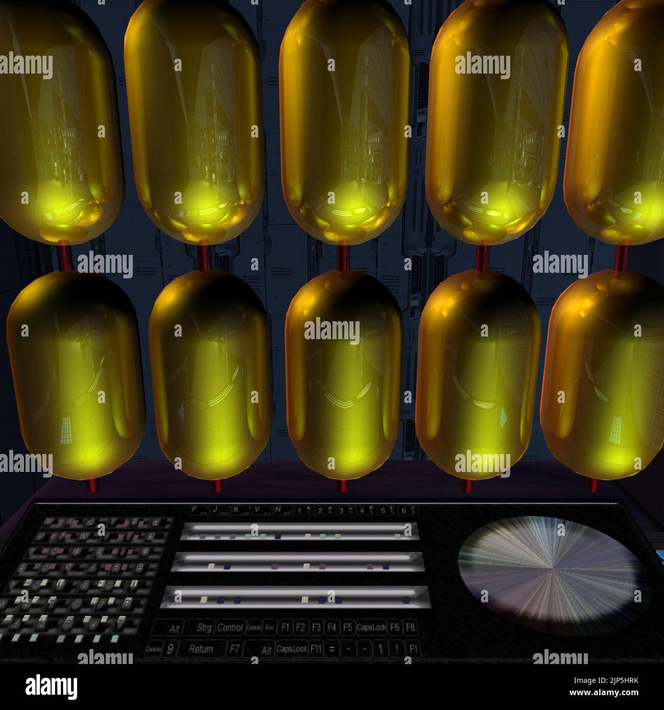 3D-illustration of the command room in a science fiction starship Stock ...