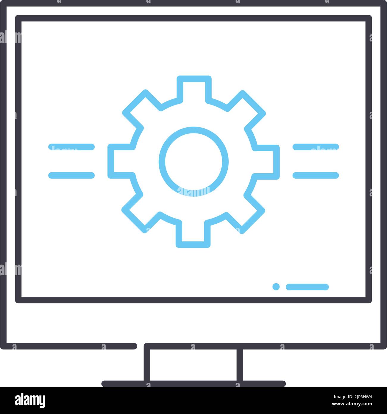 computer monitor line icon, outline symbol, vector illustration, concept sign Stock Vector Image ...