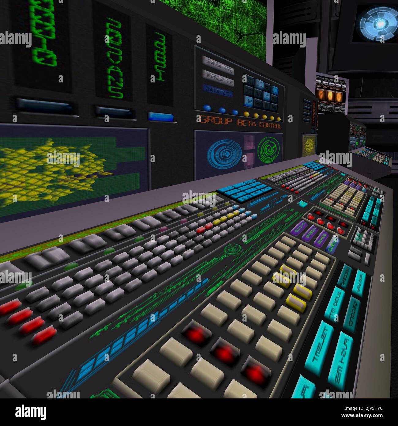 3D-illustration of the command room in a science fiction starship Stock ...