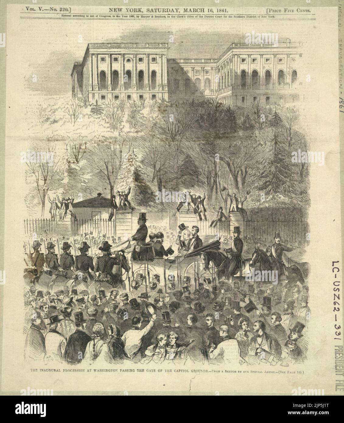 The inaugural procession at Washington passing the gate of the Capitol ...