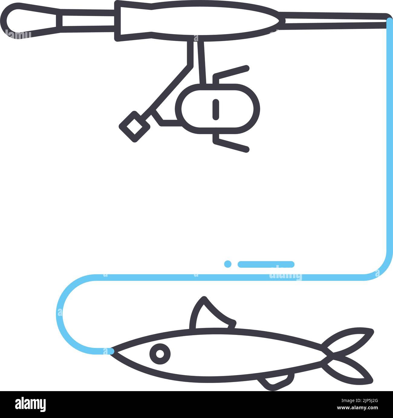 fishing rod line icon, outline symbol, vector illustration, concept ...