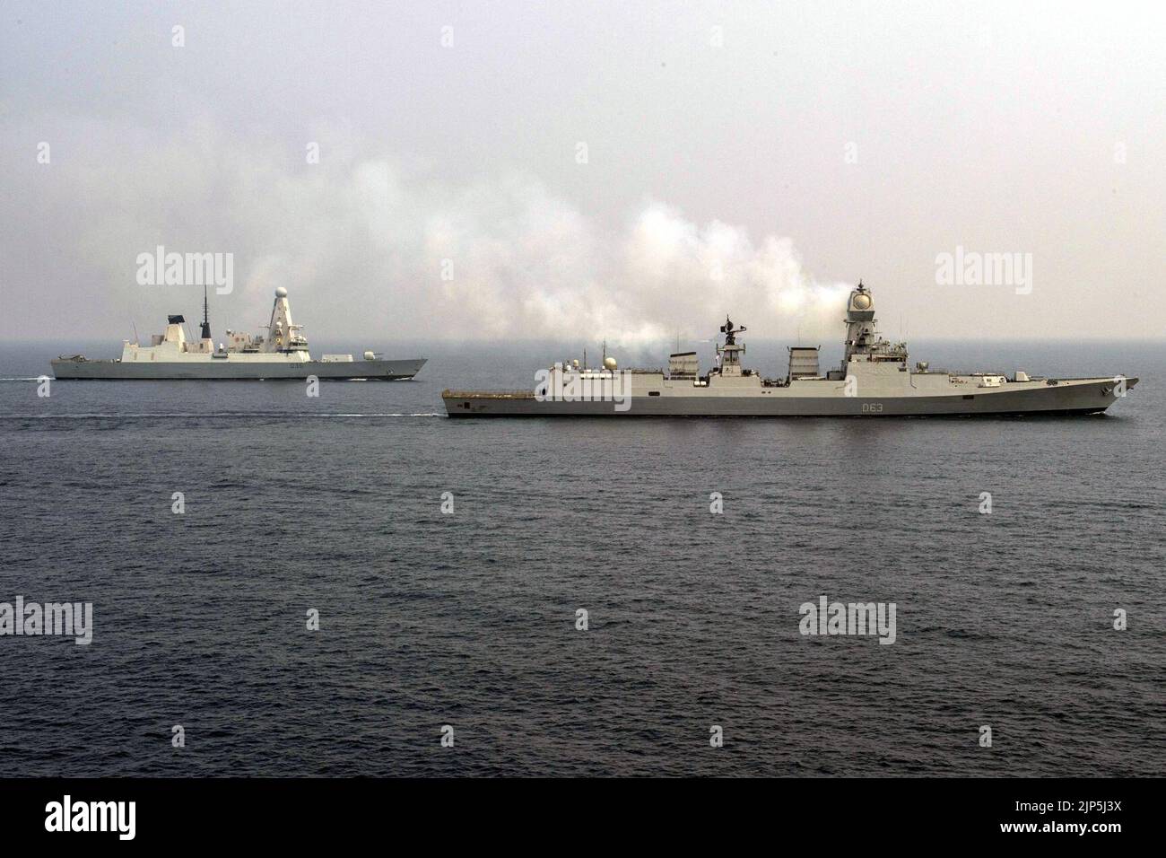 The Indian Navy destroyer INS Kolkata (D63) and the British Navy ...