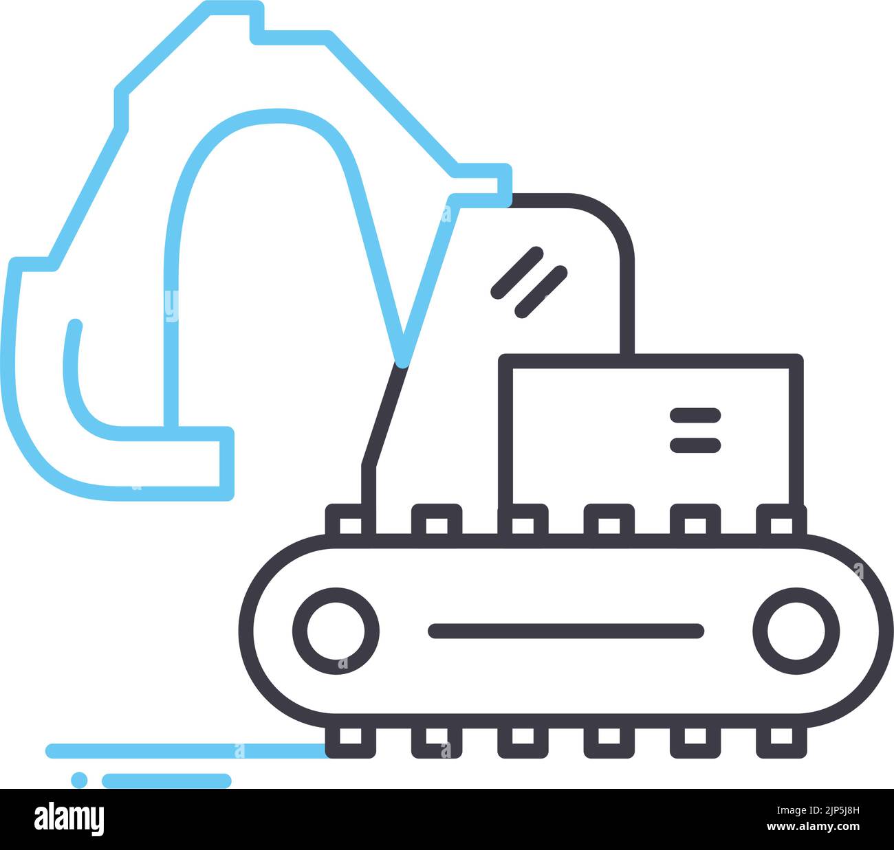 excavator line icon, outline symbol, vector illustration, concept sign ...
