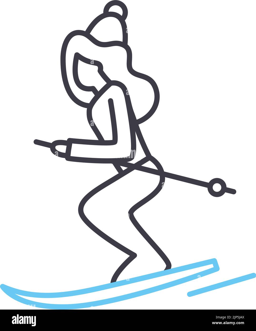 cross-country skiing line icon, outline symbol, vector illustration ...