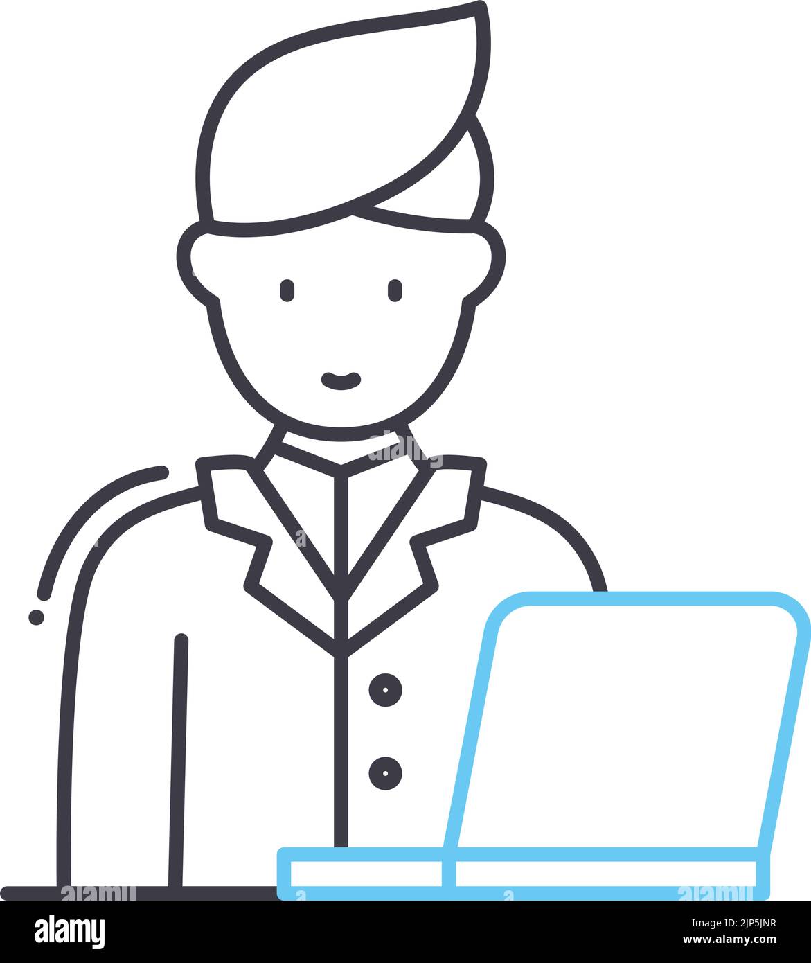 digital manager line icon, outline symbol, vector illustration, concept ...