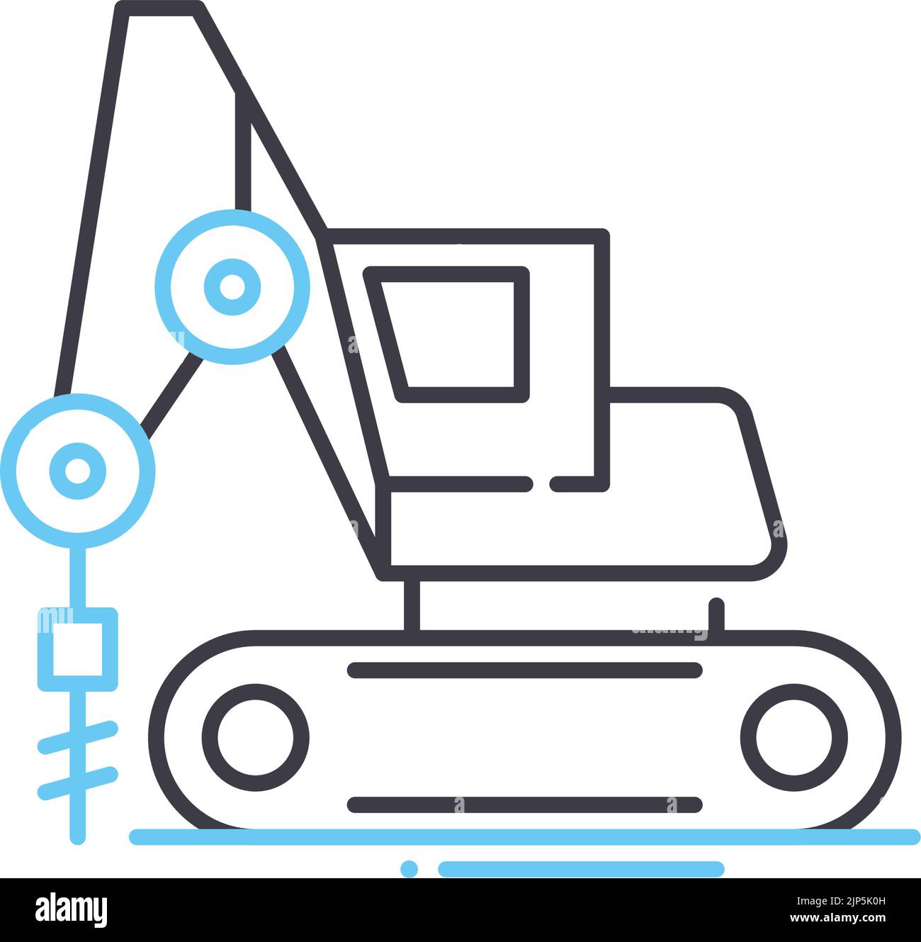 compact excavator line icon, outline symbol, vector illustration ...