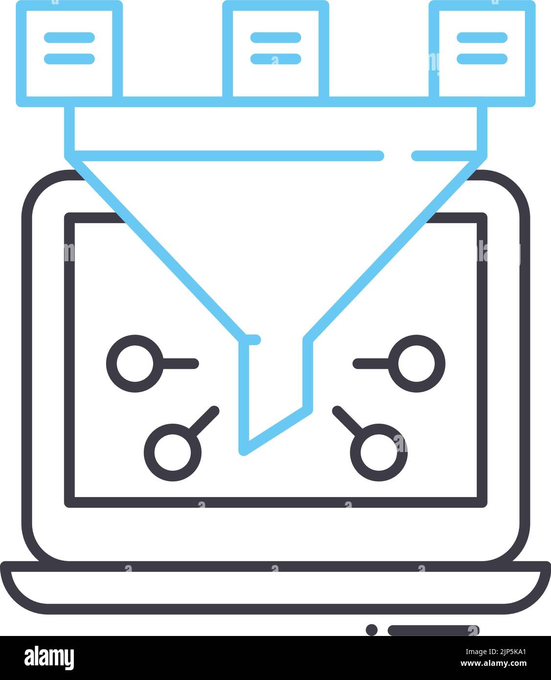 data filtering line icon, outline symbol, vector illustration, concept ...
