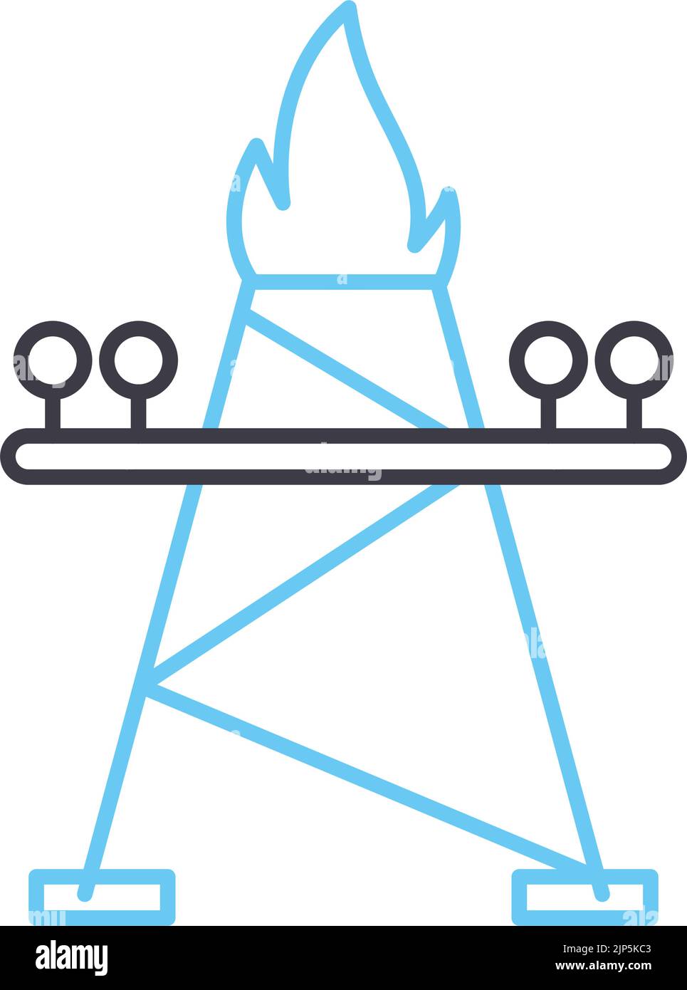 drilling rig line icon, outline symbol, vector illustration, concept ...