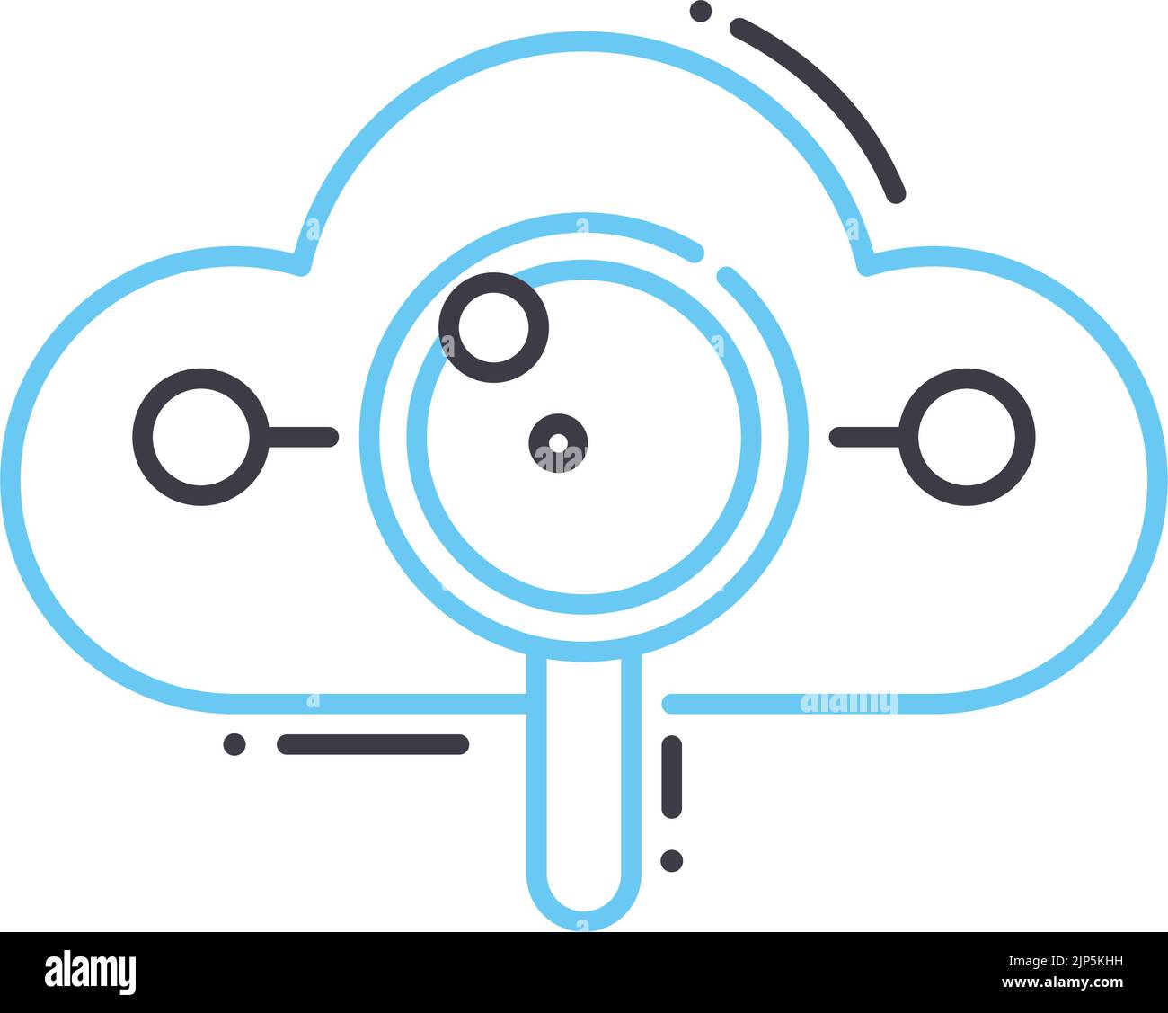 cloud searching line icon, outline symbol, vector illustration, concept ...