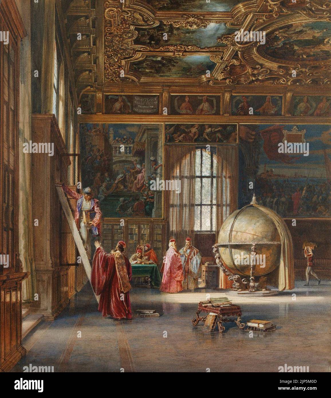 The Interior of the Sansovino Hall, the Marciana Library, Venice , 1855 ...