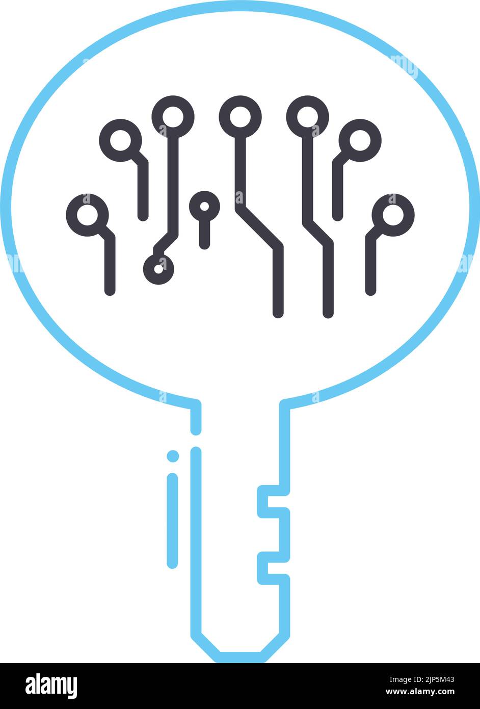 digital key line icon, outline symbol, vector illustration, concept ...