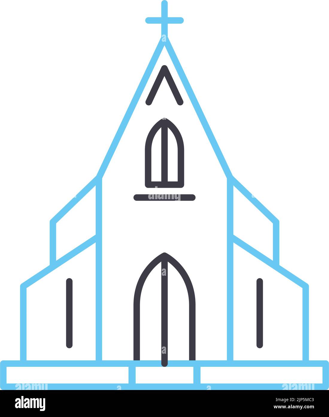 catholic church line icon, outline symbol, vector illustration, concept ...