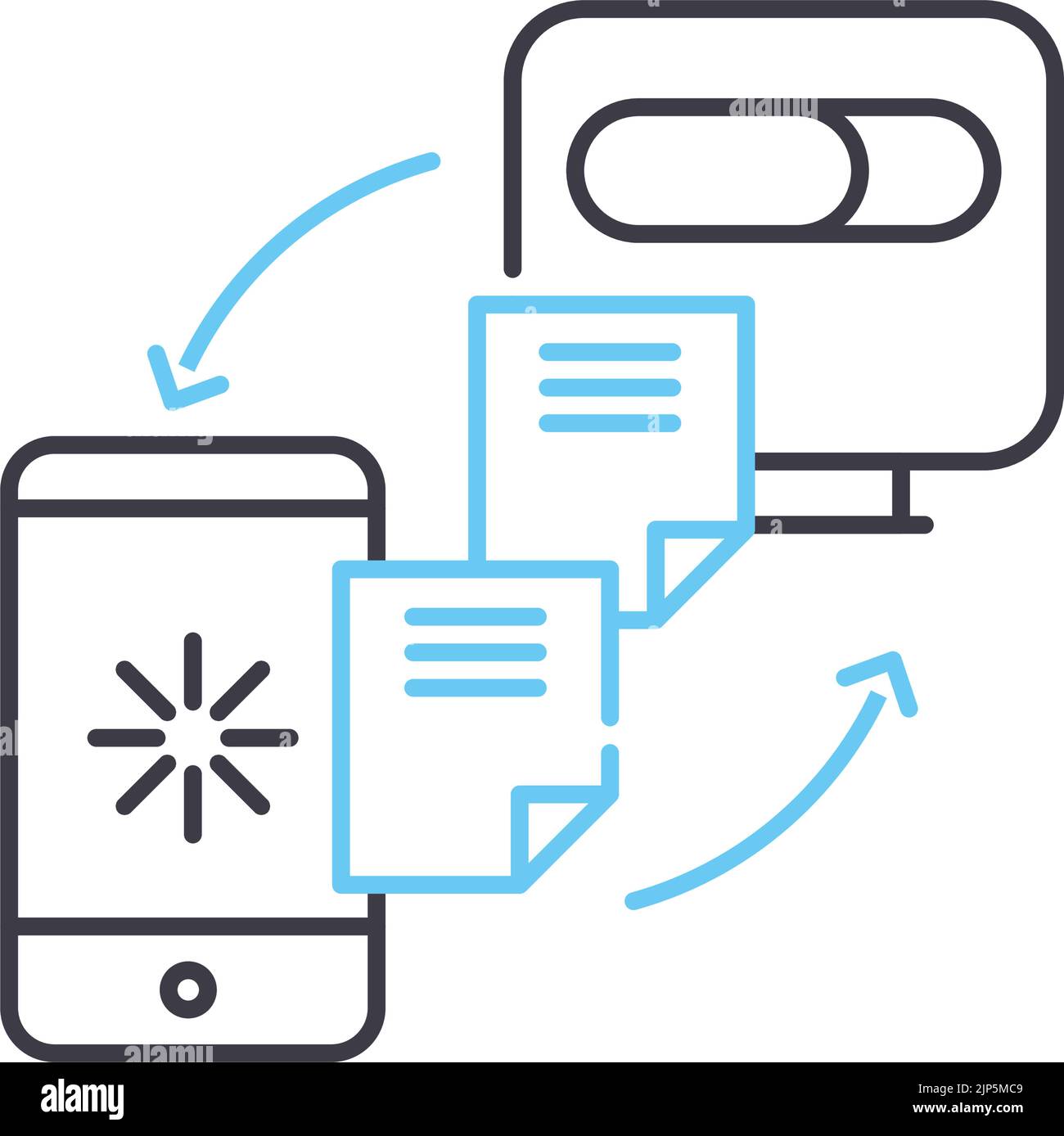 data transfer line icon, outline symbol, vector illustration, concept ...