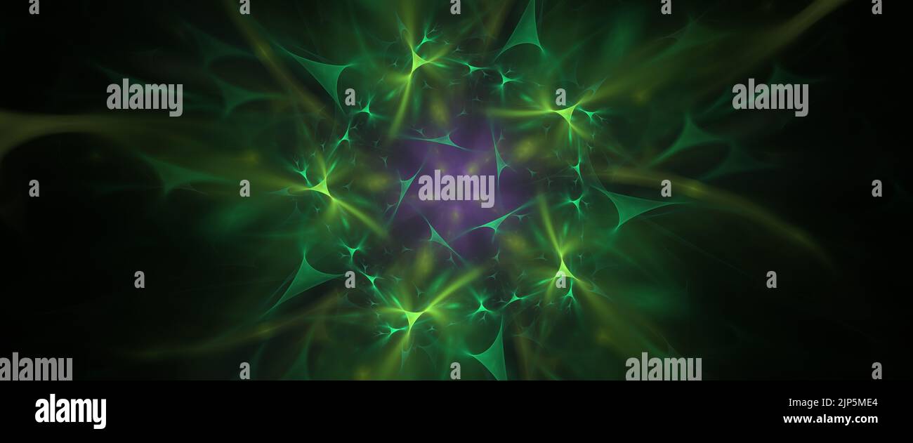 A panoramic illustration of an abstract star shaped fractal futuristic ...
