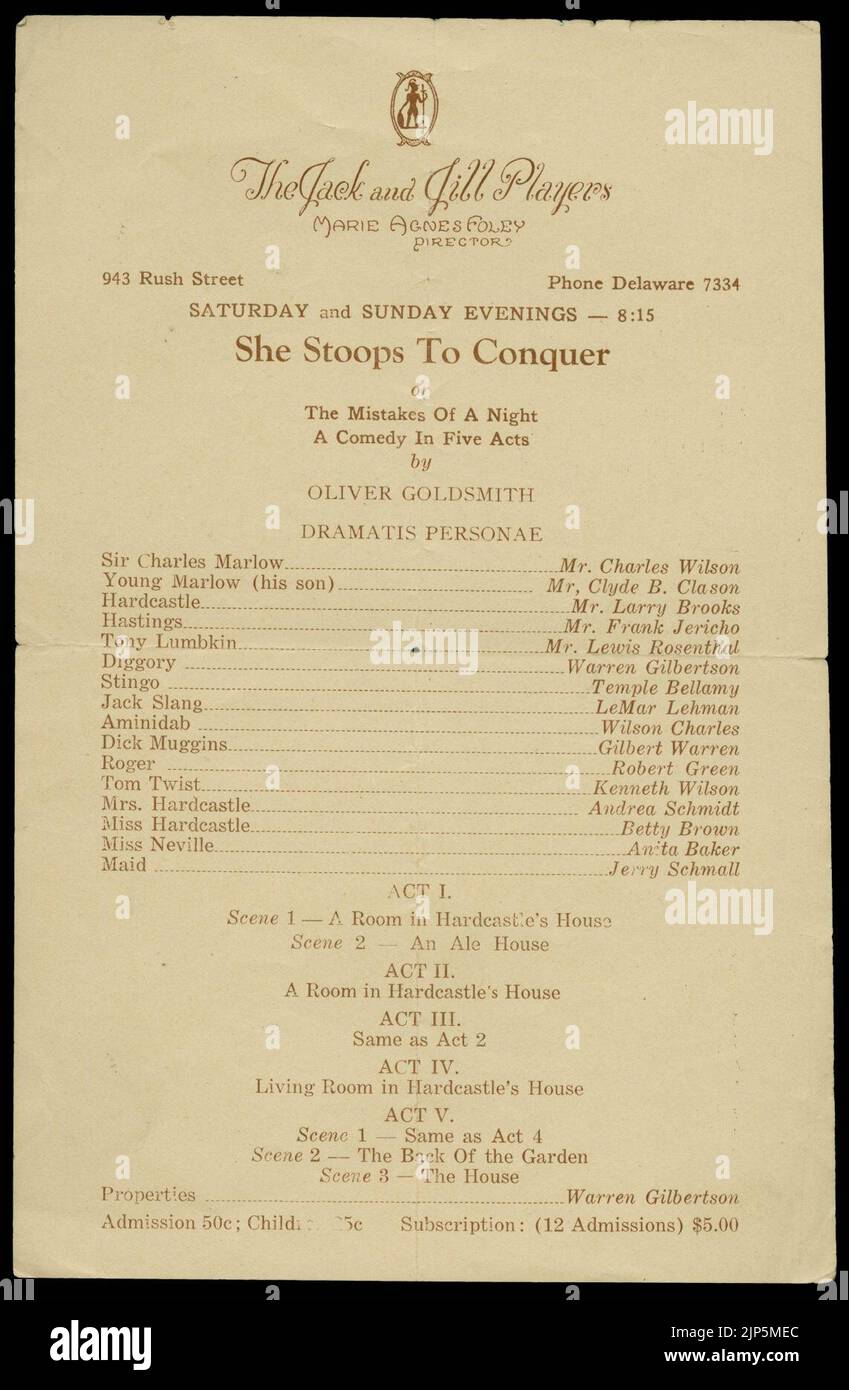 The Jack and Jill Players present She Stoops to Conquer Stock Photo - Alamy