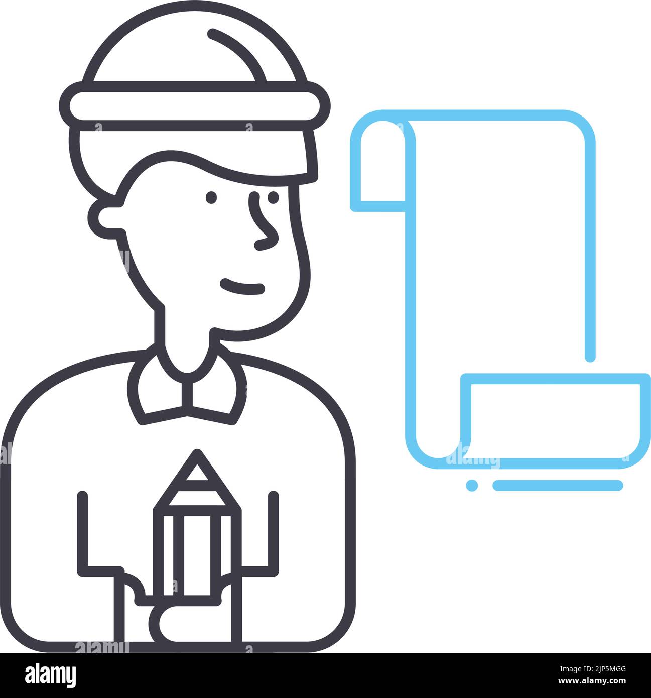engineer line icon, outline symbol, vector illustration, concept sign ...