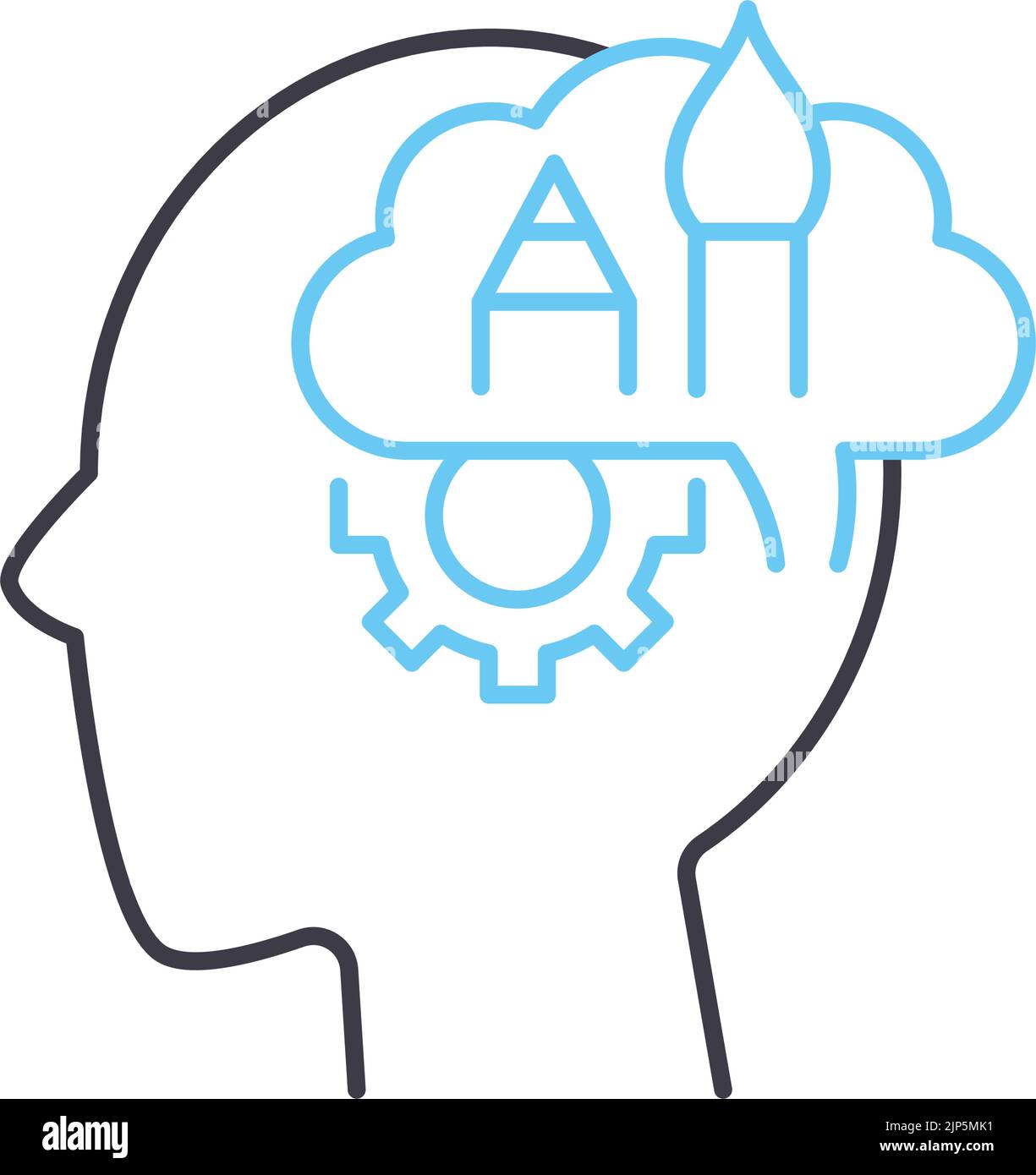 creative thinking line icon, outline symbol, vector illustration ...