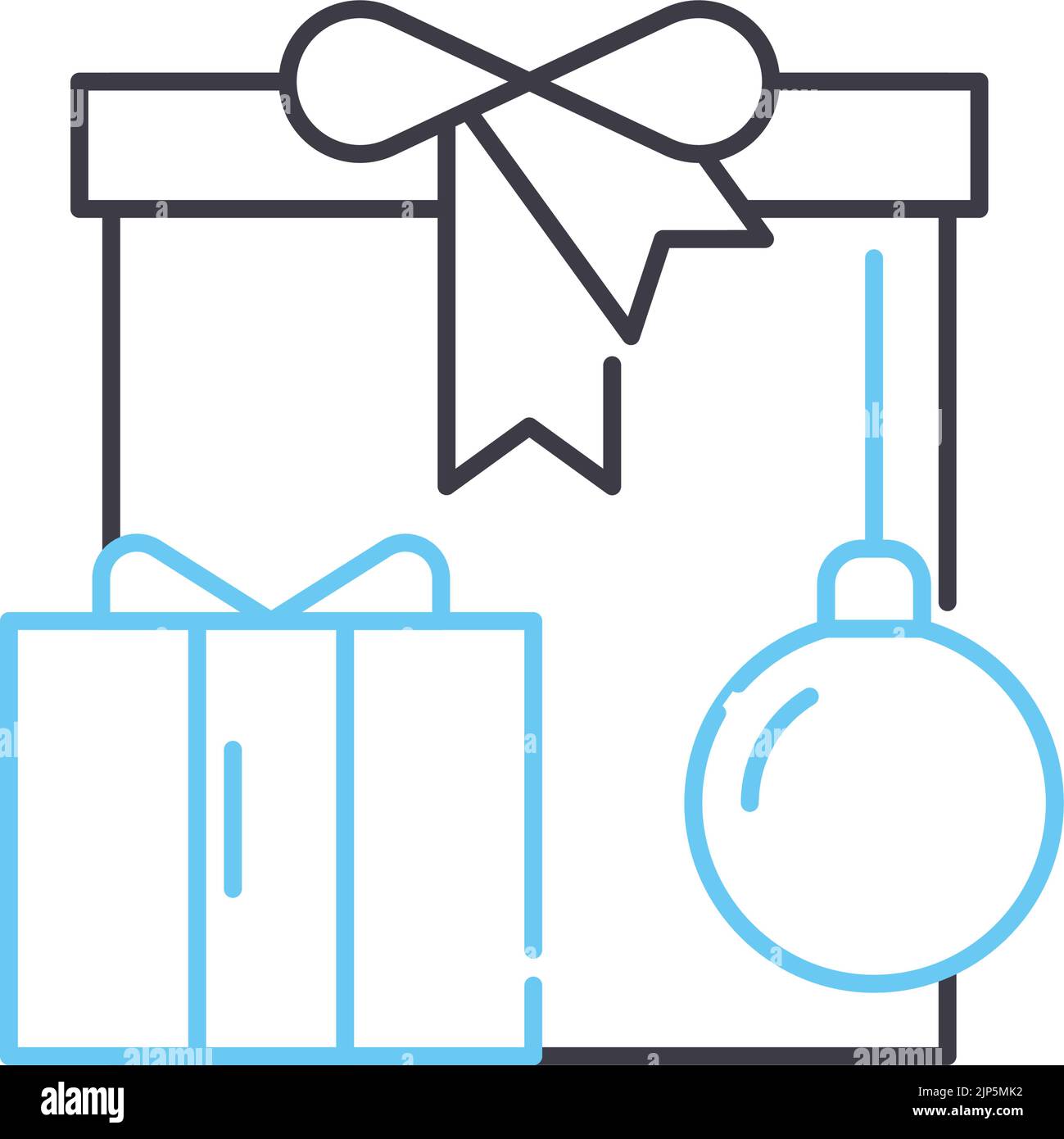 christmas gift box line icon, outline symbol, vector illustration ...