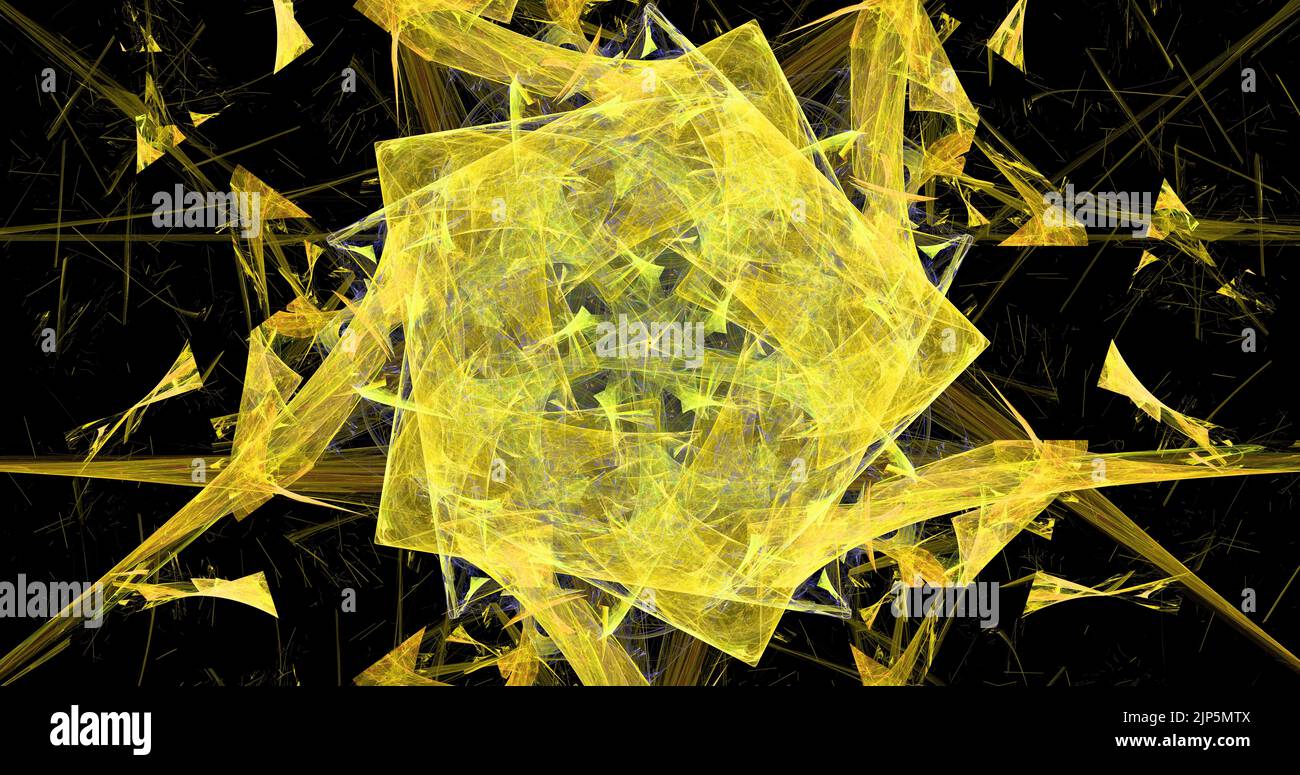 A panoramic illustration of an abstract star shaped fractal futuristic ...