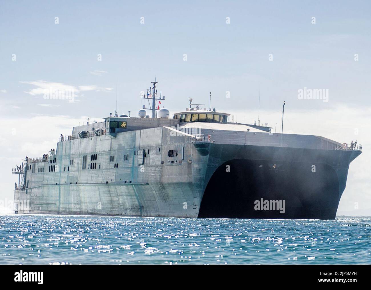 The joint high speed vessel USNS Spearhead (JHSV 1) departs from Puerto ...