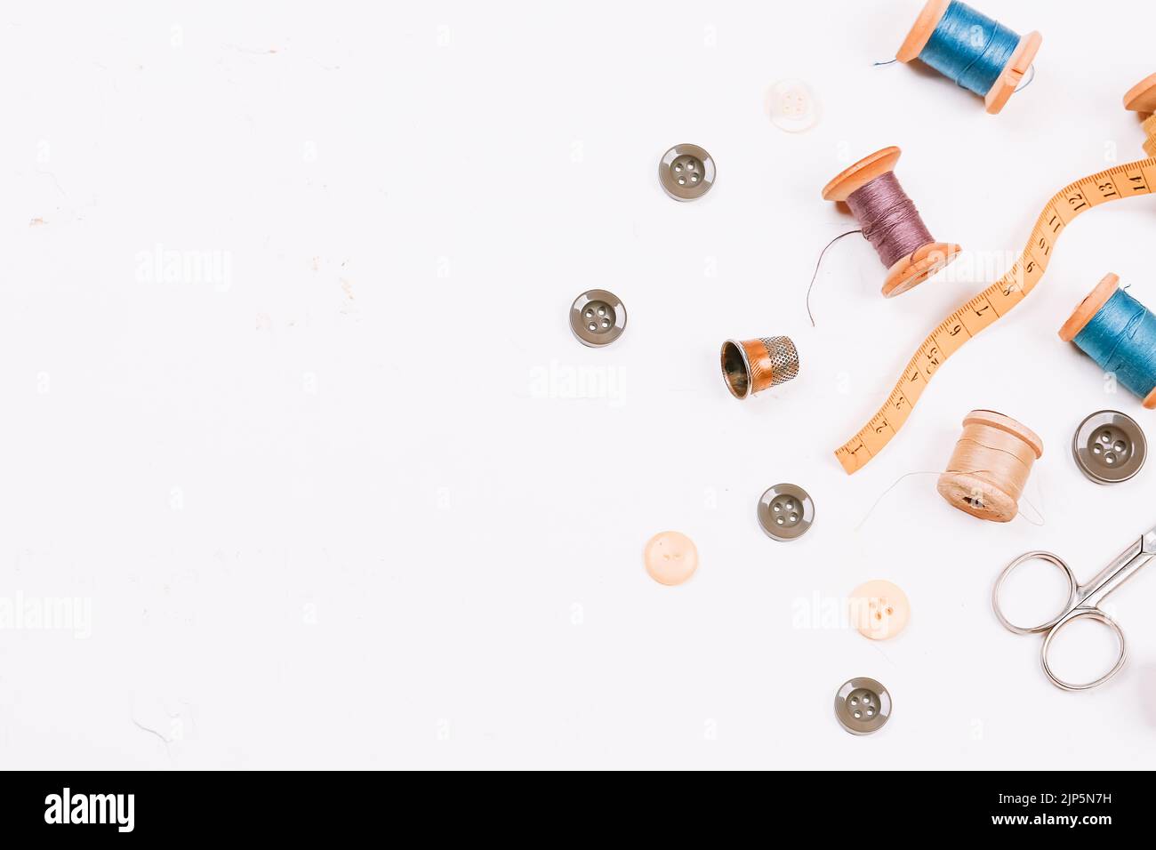 Sewing supplies and accessories for needlework. Craft hobby background ...