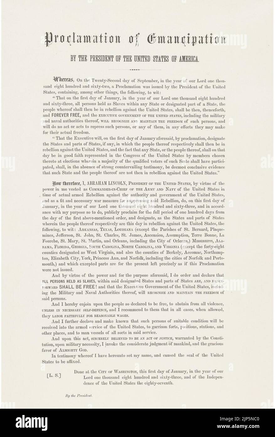 The Kennedy-Lincoln Emancipation Proclamation Stock Photo - Alamy