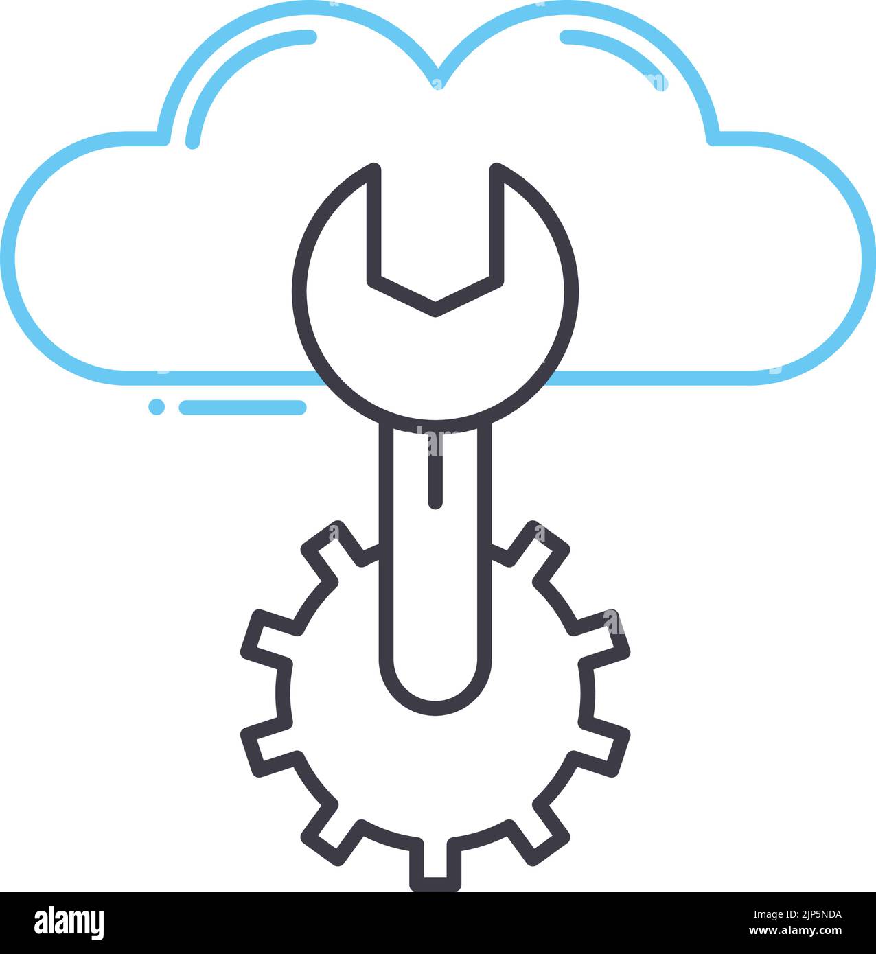 cloud management line icon, outline symbol, vector illustration ...