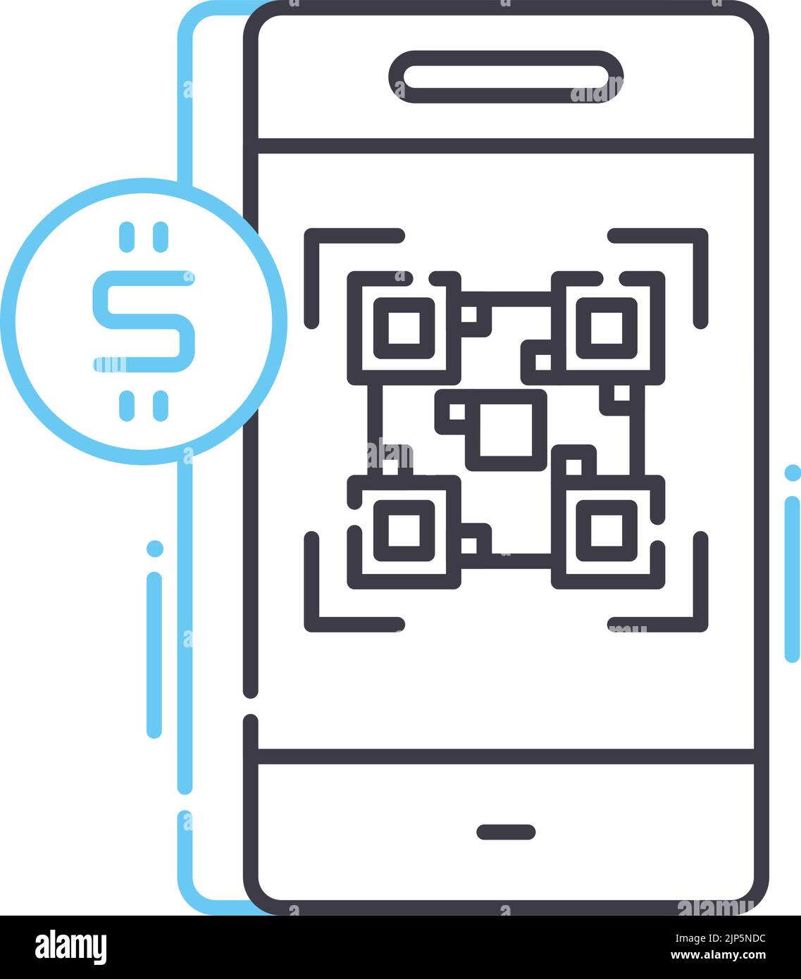 cashless management line icon, outline symbol, vector illustration ...