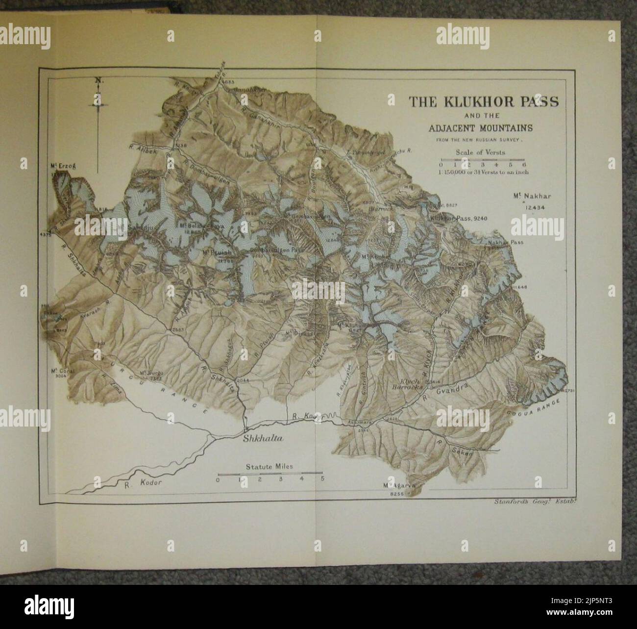 The Klukhor pass map Stock Photo - Alamy