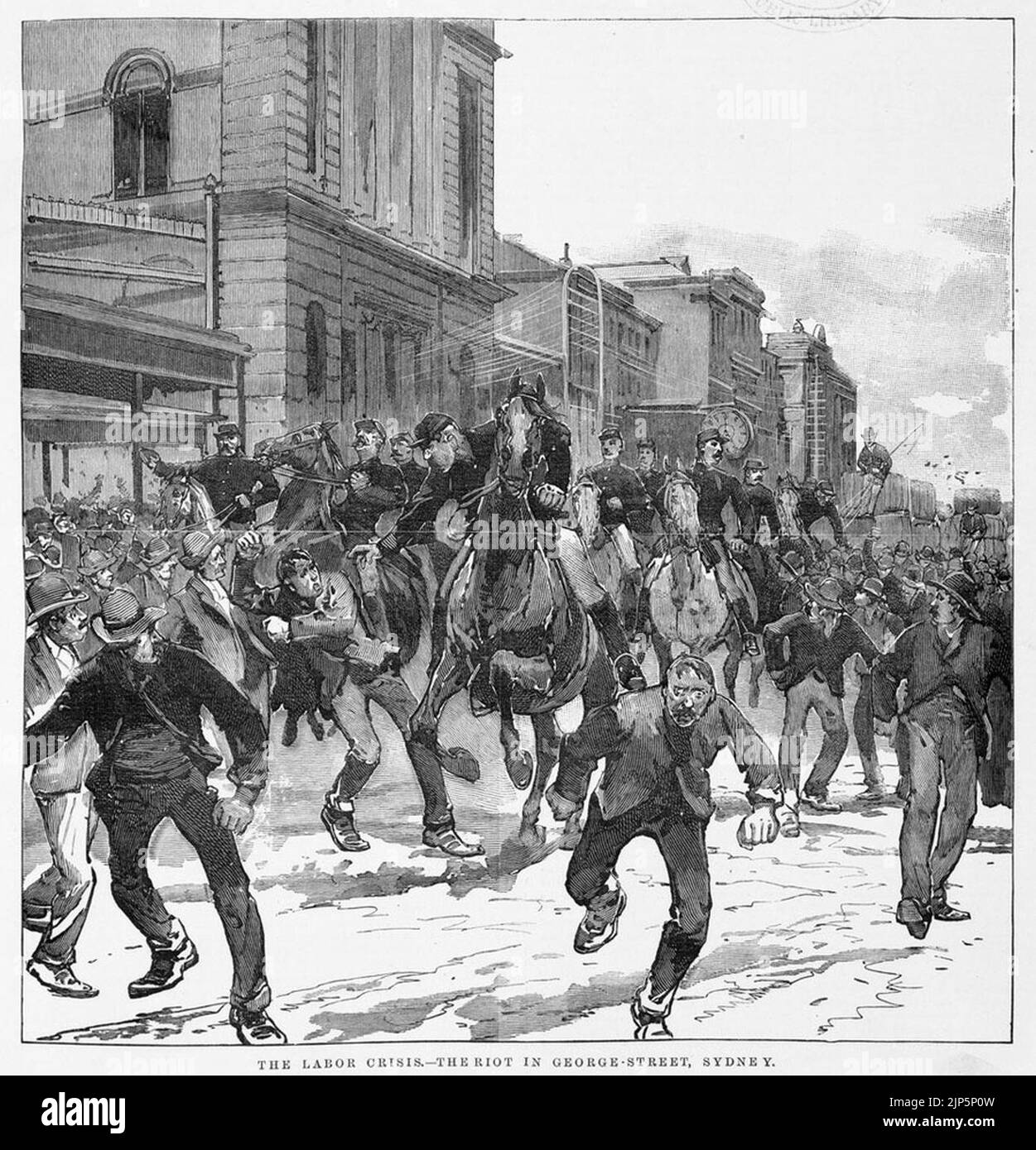 The labor crisis. - The riot in George Street, Sydney (1890 Stock Photo ...