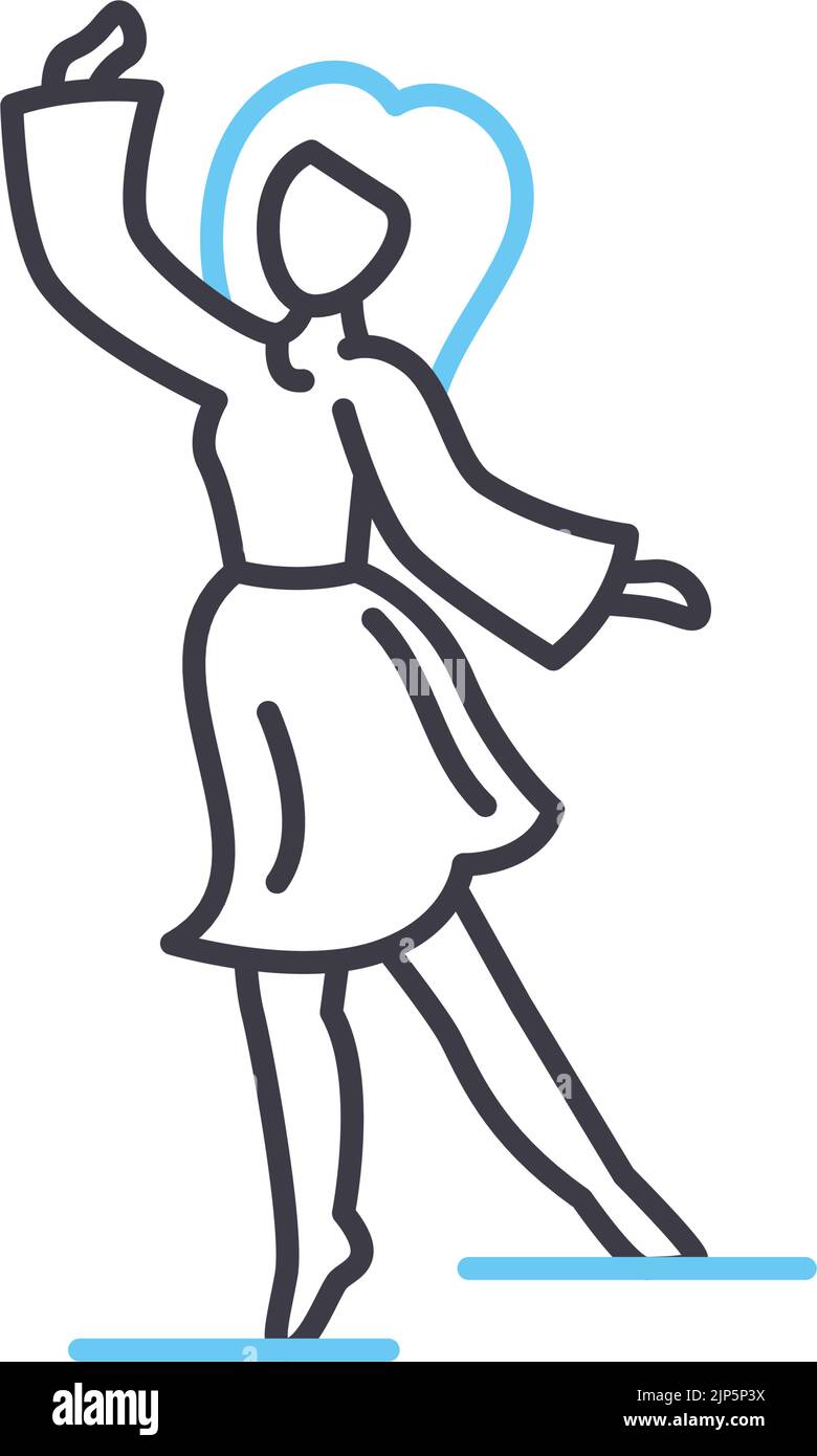 Dancing Line Icon Outline Symbol Vector Illustration Concept Sign