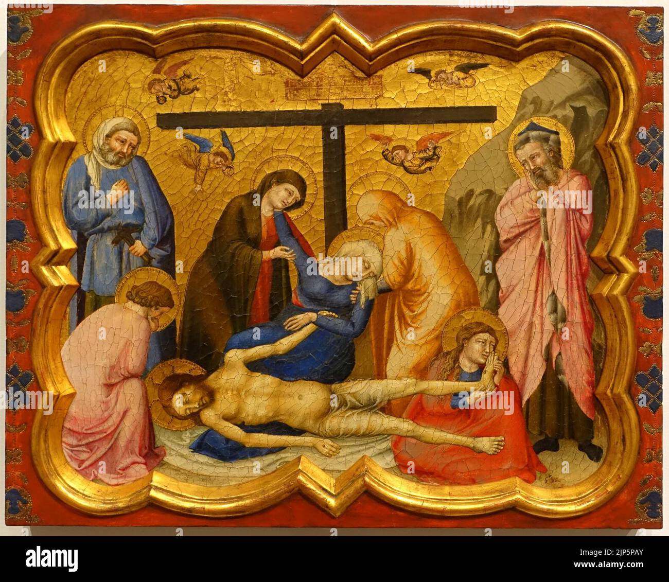 The Lamentation over the Dead Christ, by the Master of the Fogg Pieta, Italian, c. 1330, tempera ...