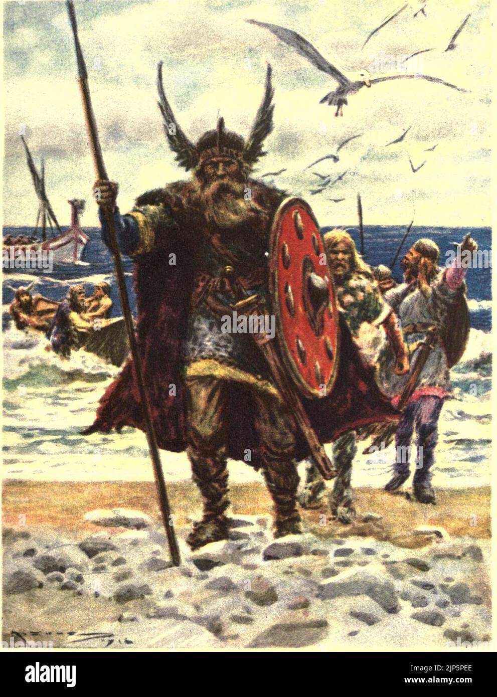 The landing of Vikings on America Stock Photo - Alamy