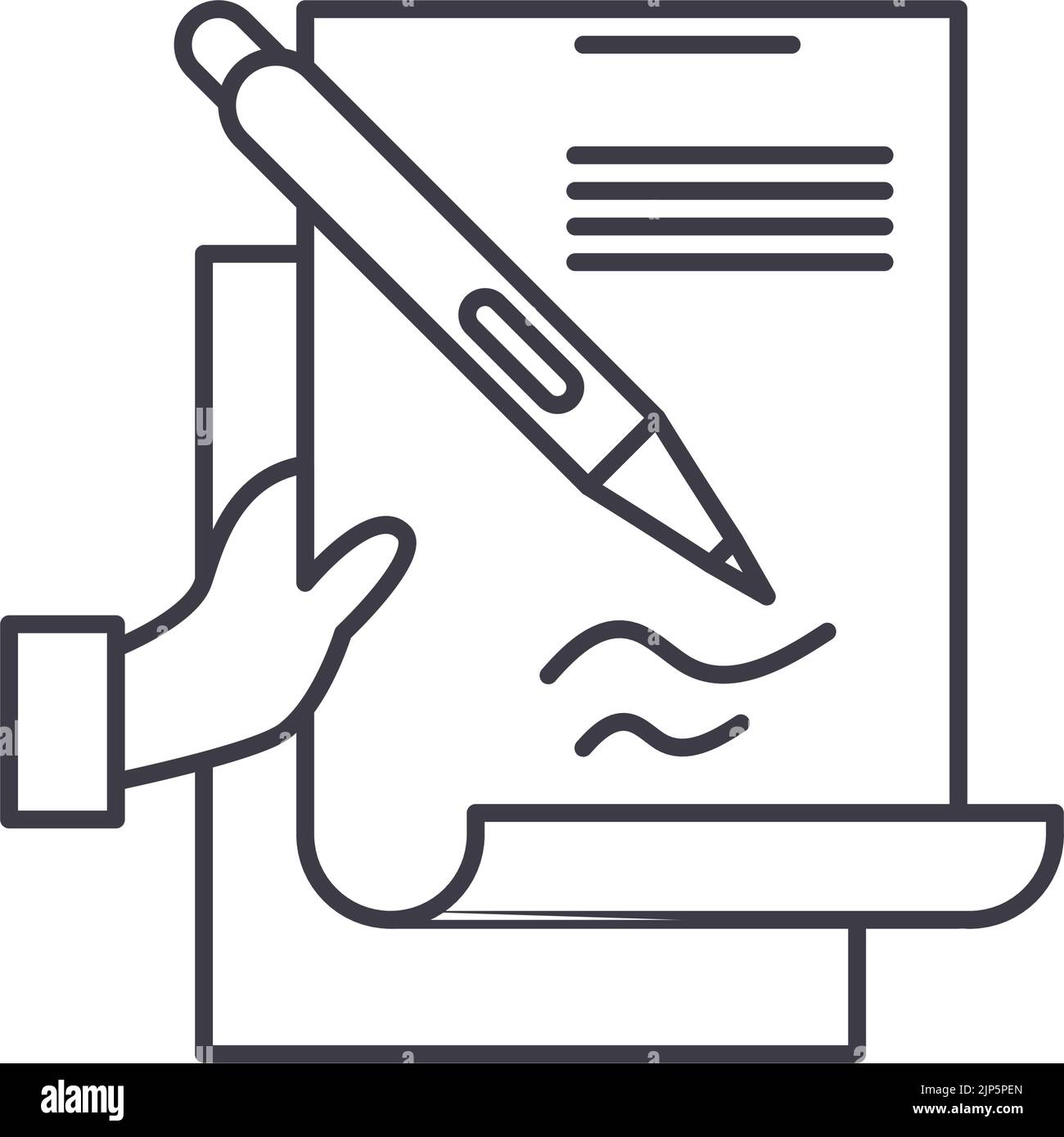 contract line icon, outline symbol, vector illustration, concept sign ...