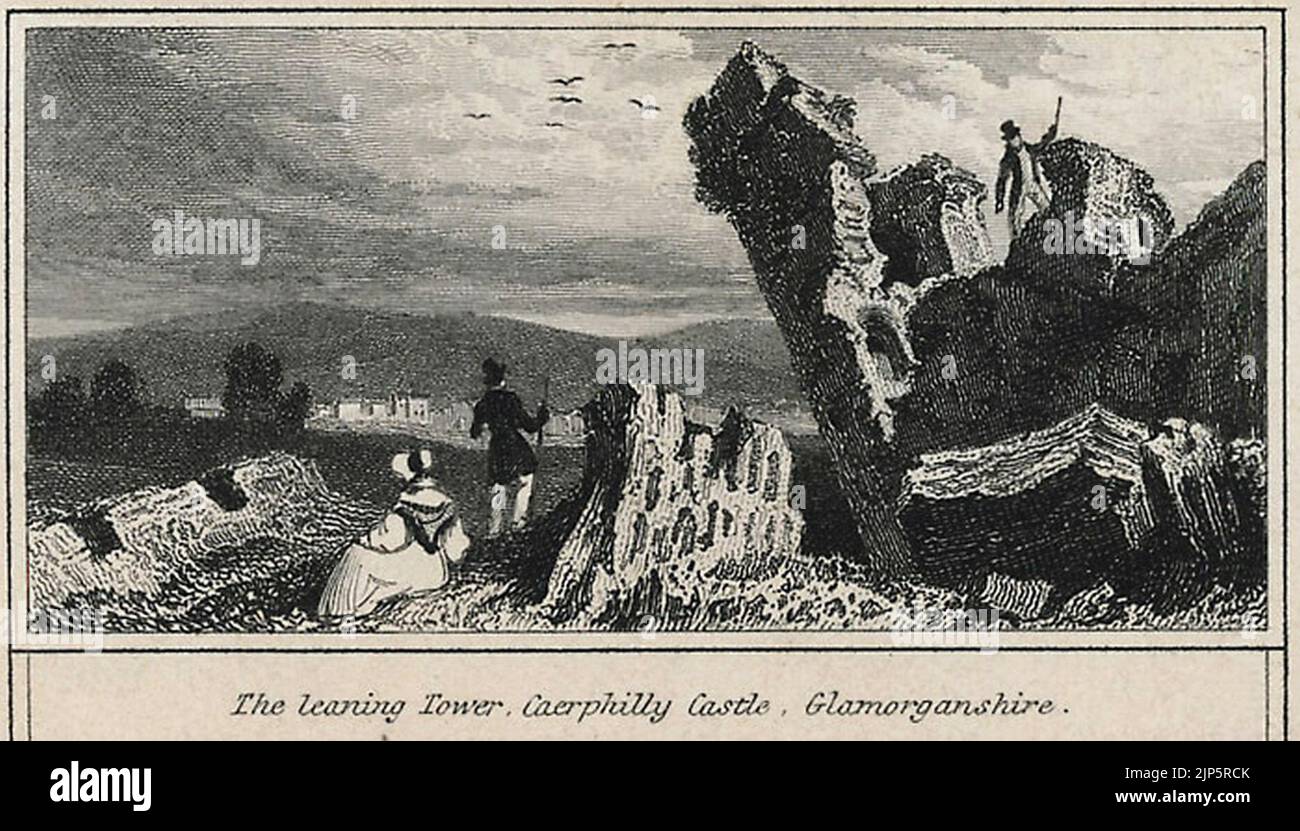 The leaning tower, Caerphilly castle, Glamorganshire Stock Photo - Alamy