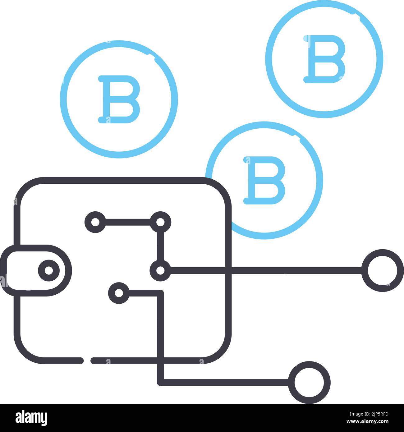 digital wallet line icon, outline symbol, vector illustration, concept ...