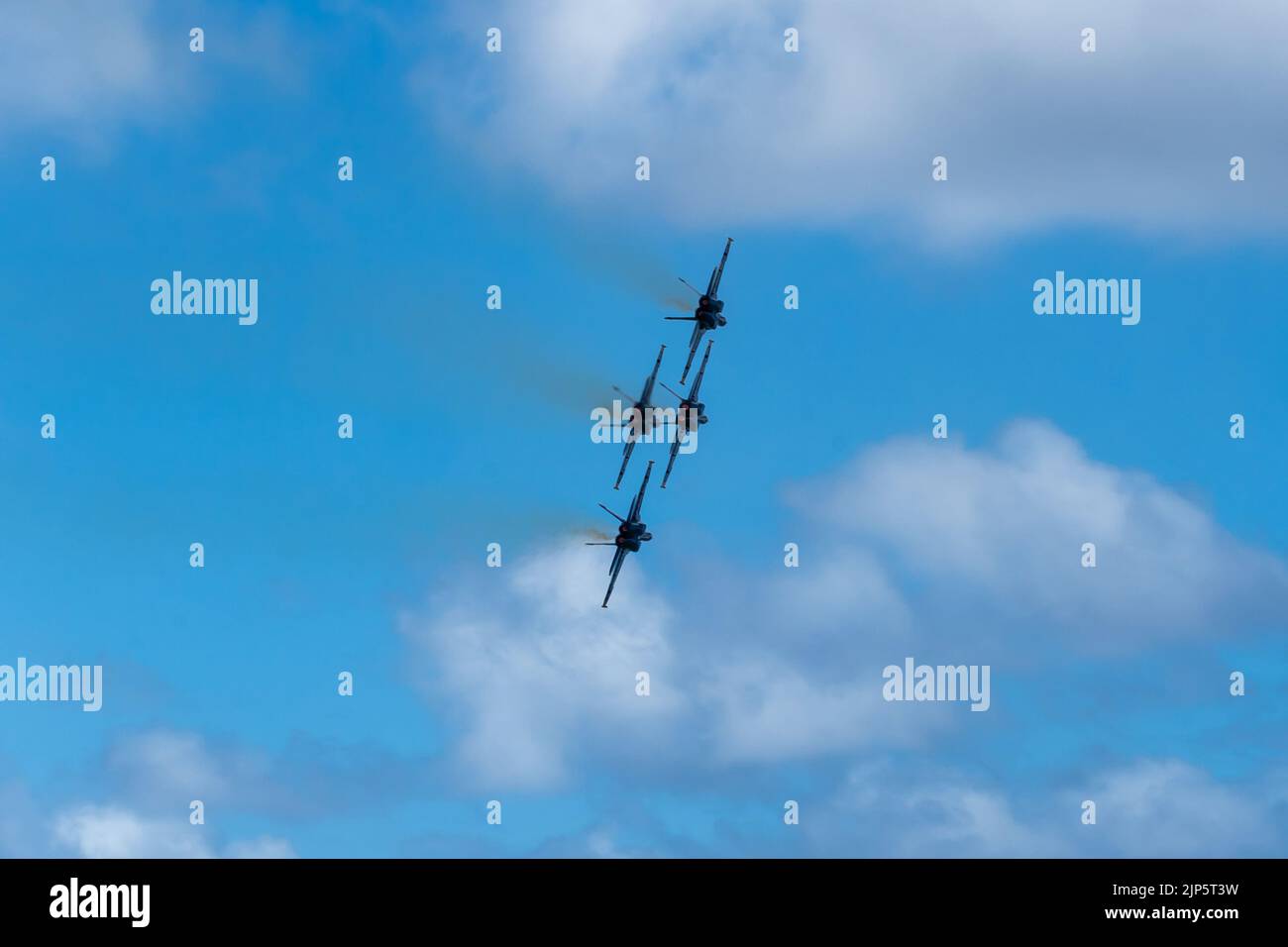 The U.S. Navy Blue Angels perform a stunt as part of the 2022 Kaneohe ...